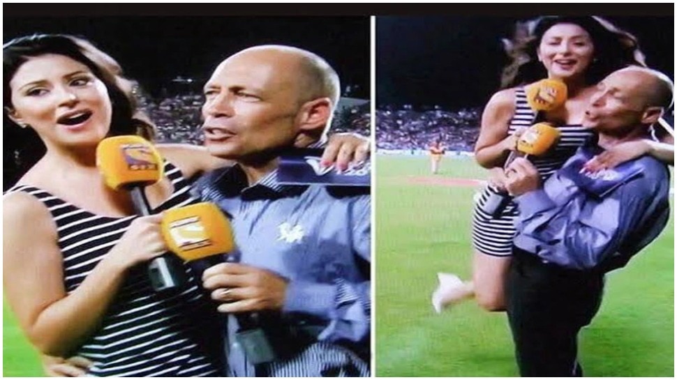 IPL 2022: Danny Morrison lifts Sports presenter Karishma Kotak During ...