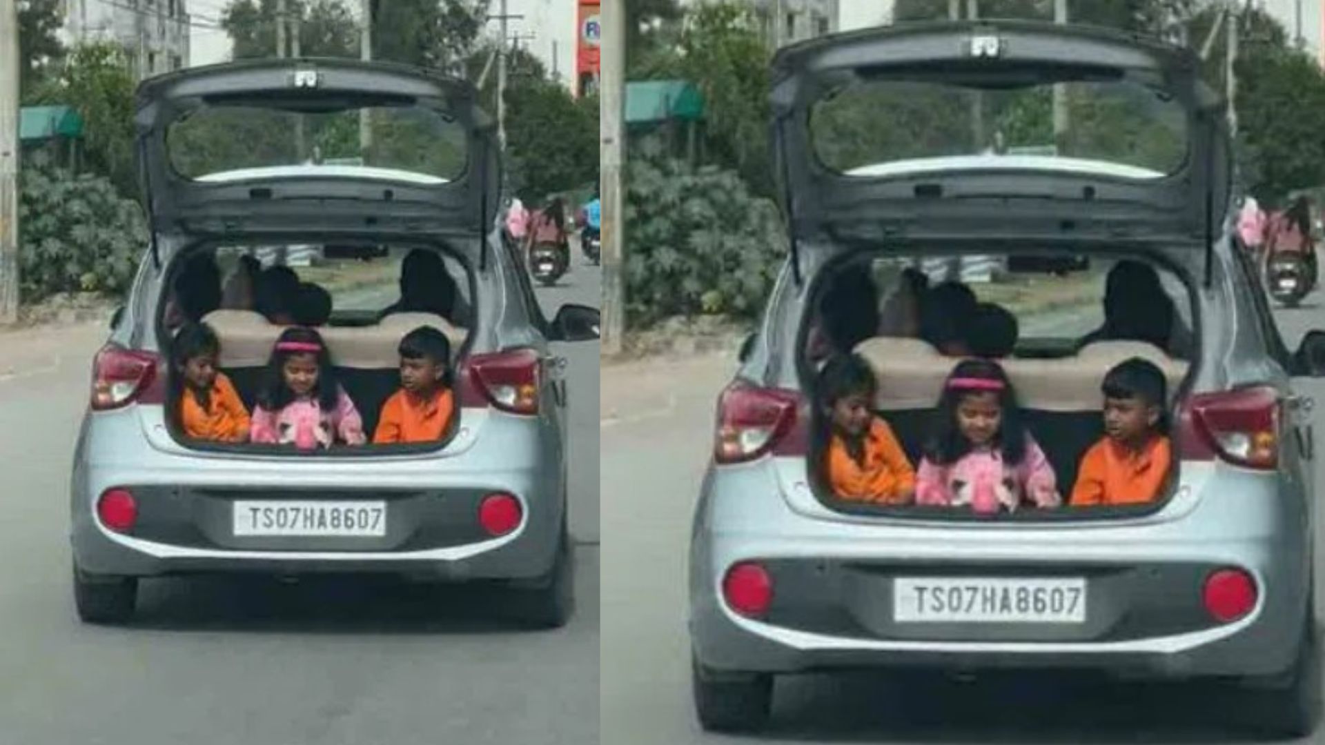 Kids Car Viral Video: Three kids in car boot, Hyderabad Traffic Police ...