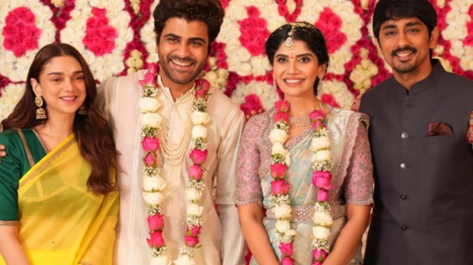 Siddharth Aditi rao Hydari in Sharwanand And Rakshitha Reddy Engagement ...