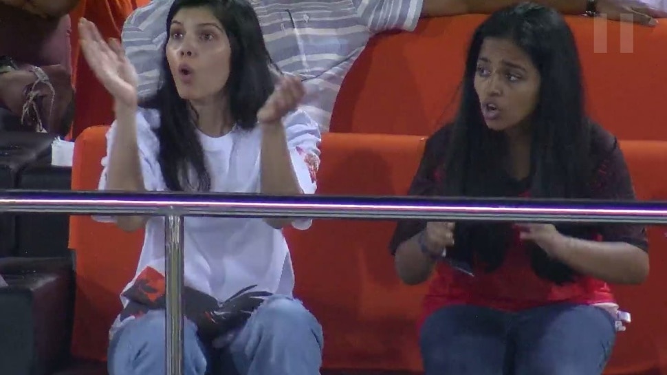 rr vs srh highlights sunrisers hyderabad owner kavya maran reaction after abdul samad hits sixer ...