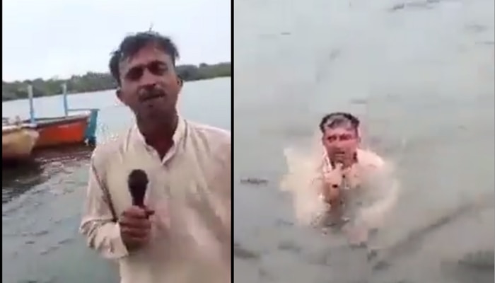 Biperjoy cyclone effect a journalist jumped into the sea and starts ...