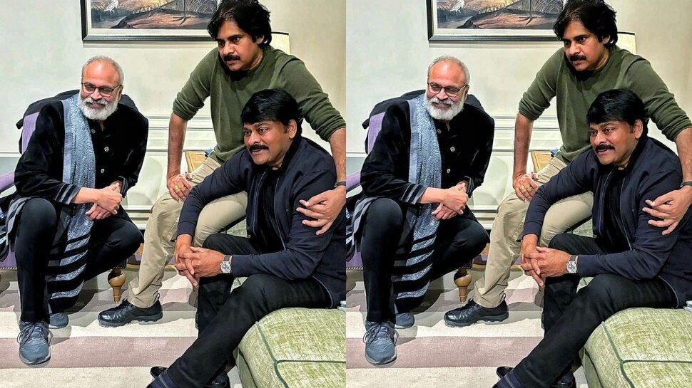 Chiranjeevi Pawan Kalyan And Nagababu Pose Together in Varun Tej ...