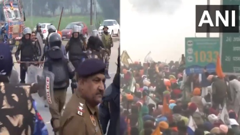 delhi farmers protest updates tear gas via drones and get countered by ...