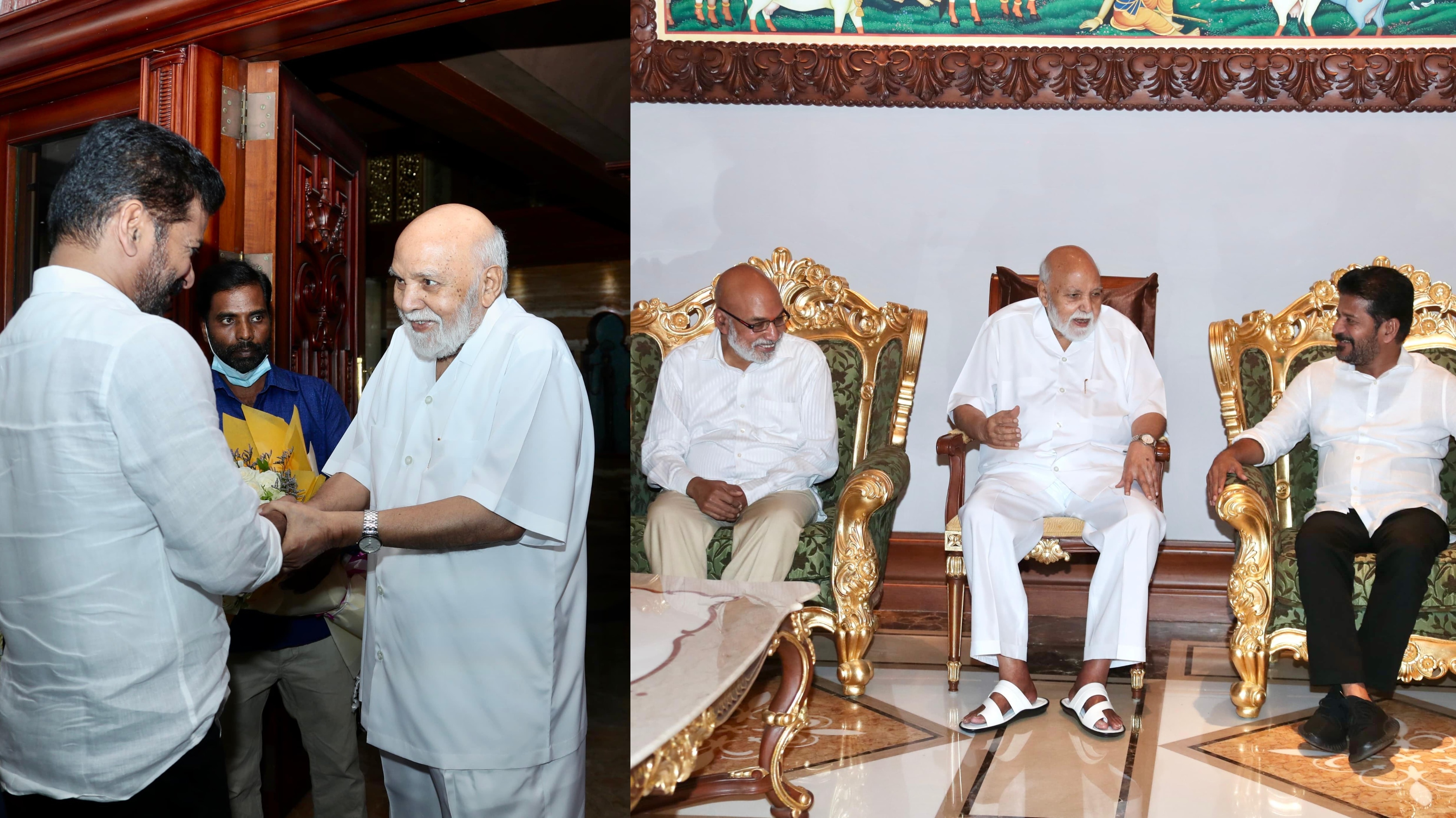 Revanth Reddy Meets To Eenadu Group Chairman Ramoji Rao In Film City Rv ...