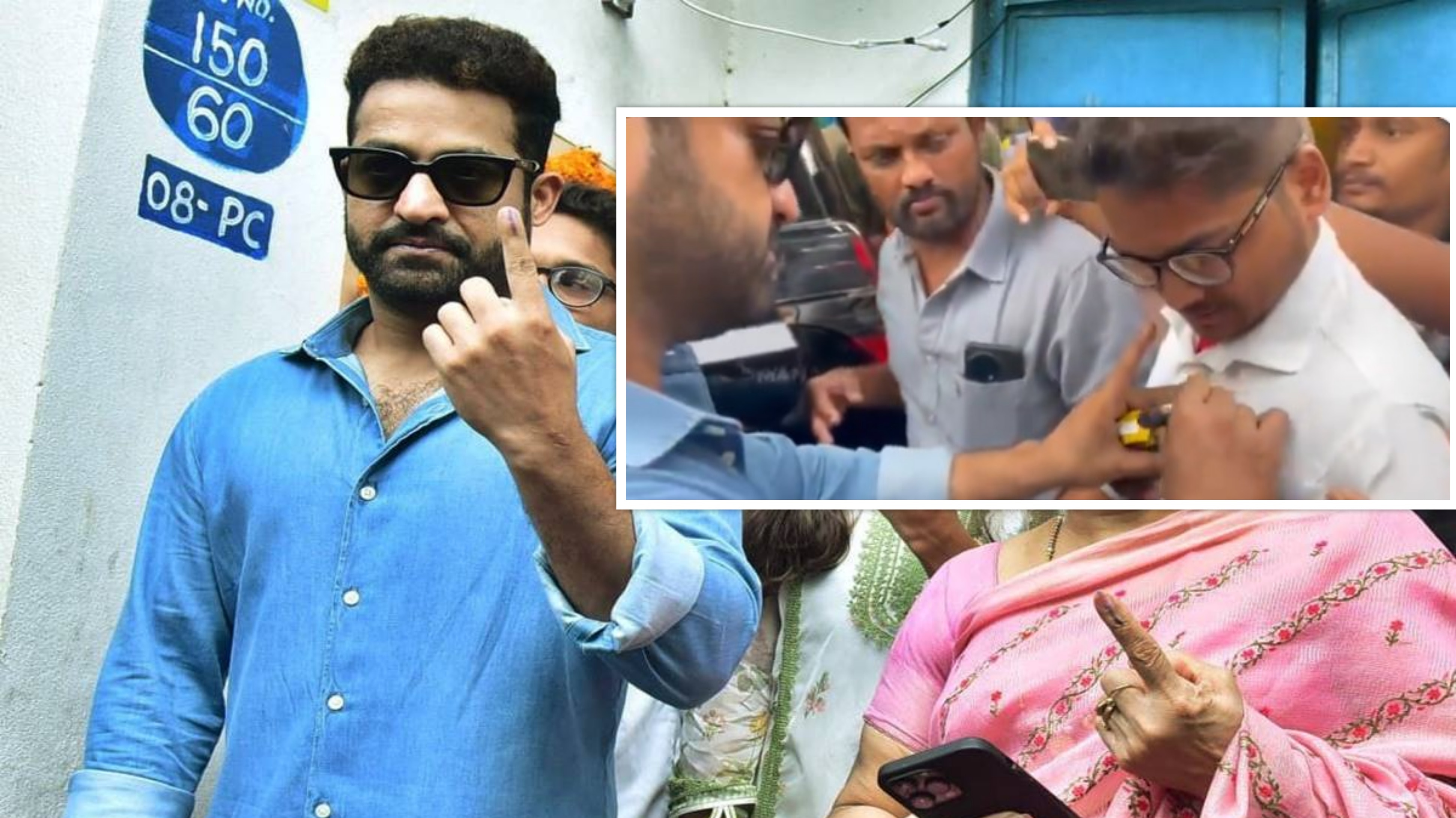 Actor Jr NTR Signed Autograph On Fan Shirt After Cast Vote In Lok Sabha ...