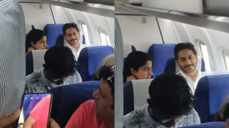 Andhra Pradesh former cm ys jagan mohan reddy and Bharathi in commercial flight journey as ...