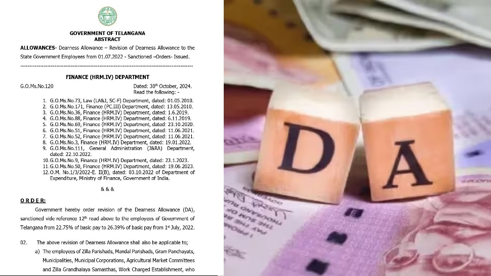 DA Release: Telangana Govt 3.64 Percent DA Hike Orders Released To ...