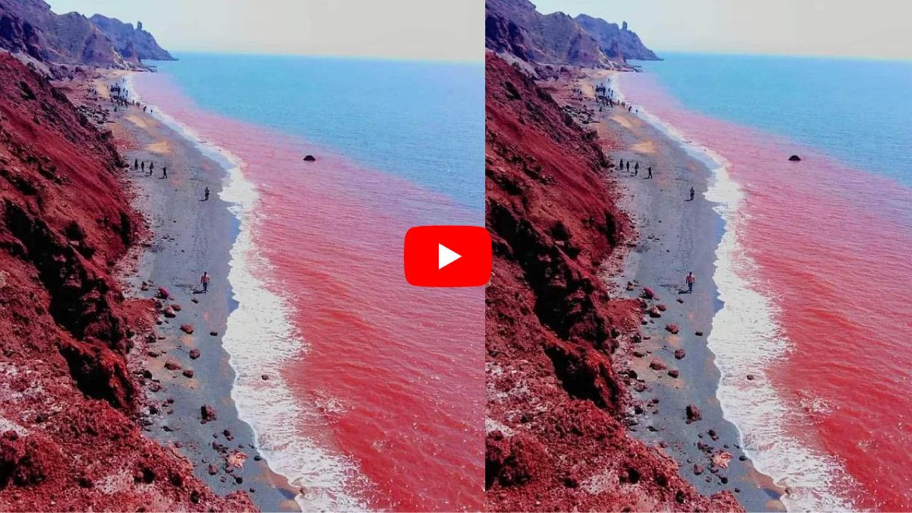 Beach Turning Red Near Hormuz Beach In Iran Video | ఇరాన్‌లో మహా ...