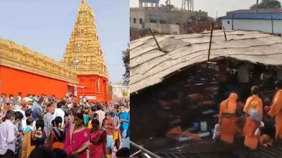 Hanuman Jayanti 2026 Shed collapses at Konda gattu Anjanna temple in ...