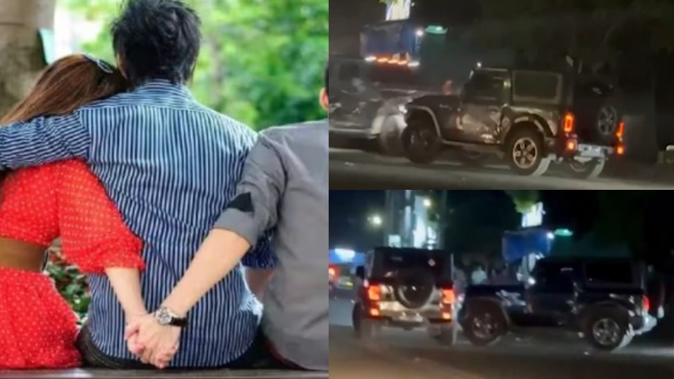Two Youth clash for young girl with thar jeep on road in Vijayawada ...