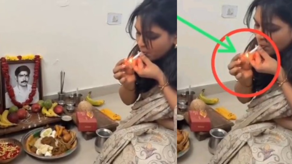 Woman praying and offering cigarette to deceased father video goes ...