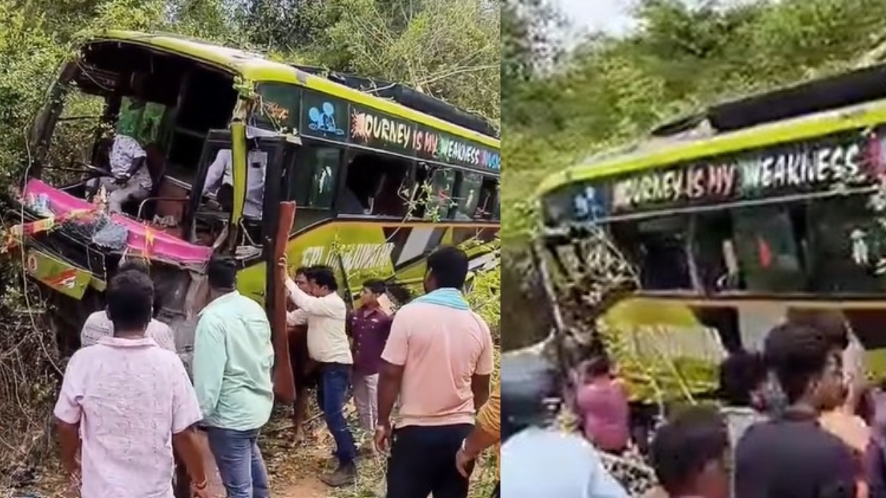 Private Travels Bus rams into valley at Bhakarapeta Ghat road in ...