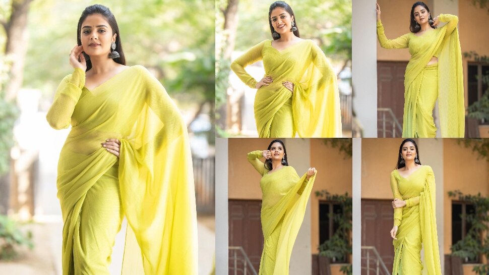 Anchor Sreemukhi Stunning Looks in Saree Pics keep eye on Sreemukhi ...