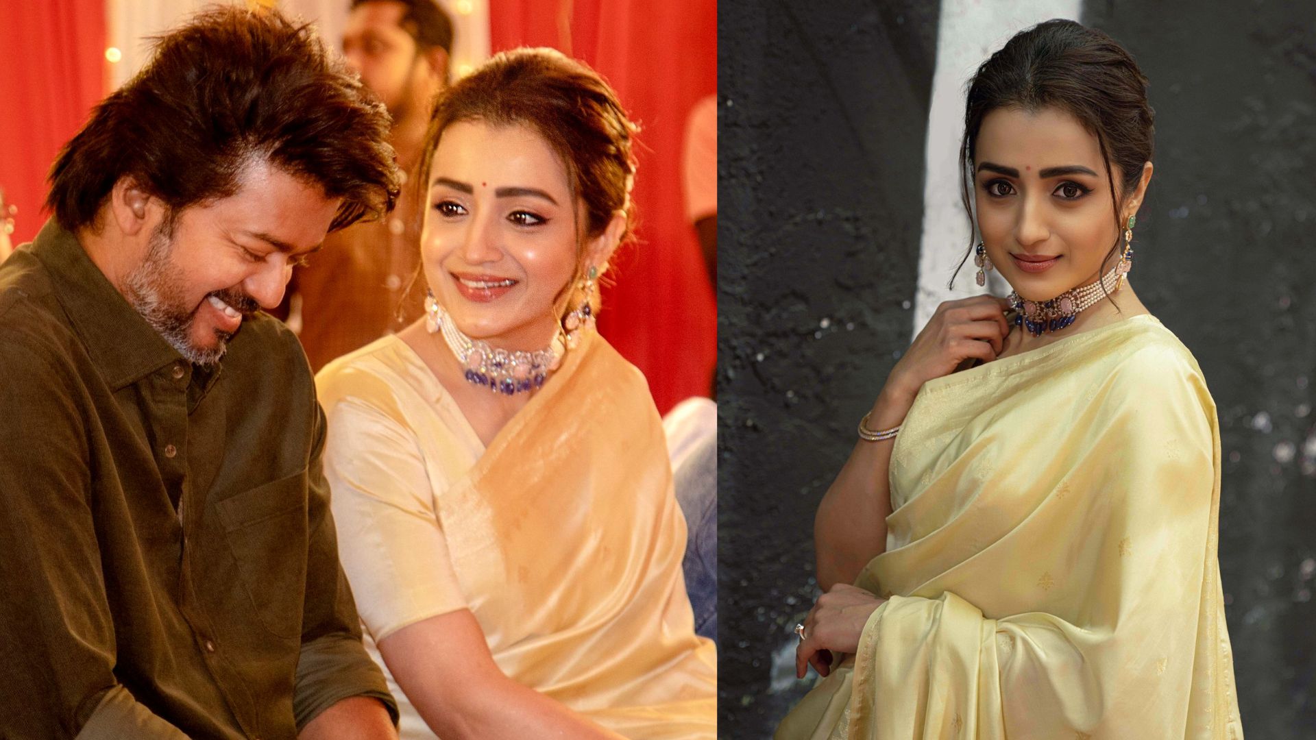 Actress Trisha Krishnan looks very gorgeous in Gold Colour Saree at ...