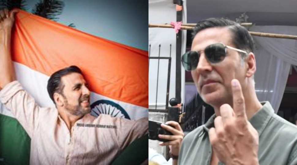Hero Akshay Kumar caste his vote for the first time in loksabha ...