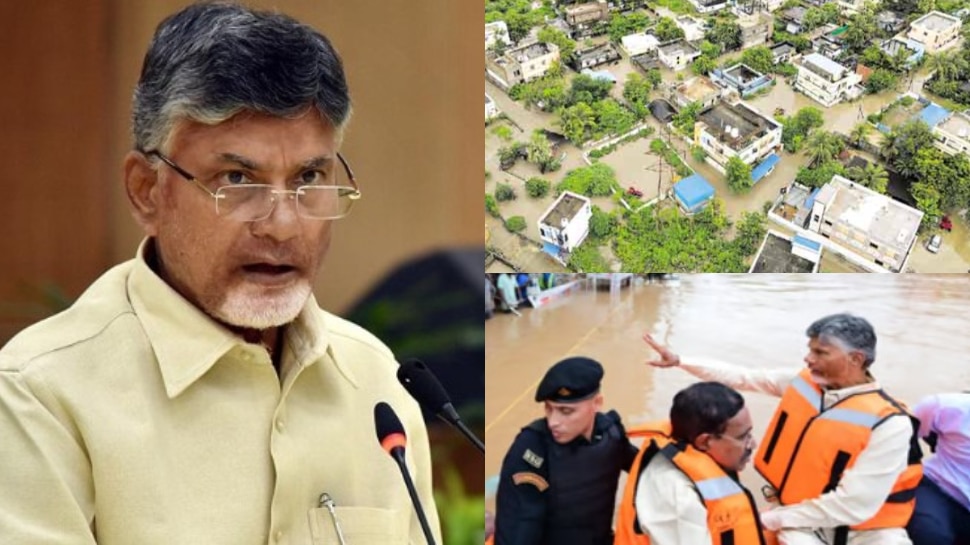 Andhra Pradesh cm Chandrababu naidu visits flood affected areas in vijayawada and serious on ...