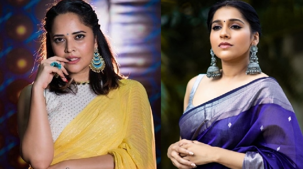 Anchor Rashmi Gautam Latest Outfit in purple color trendy wear Rashmi ...